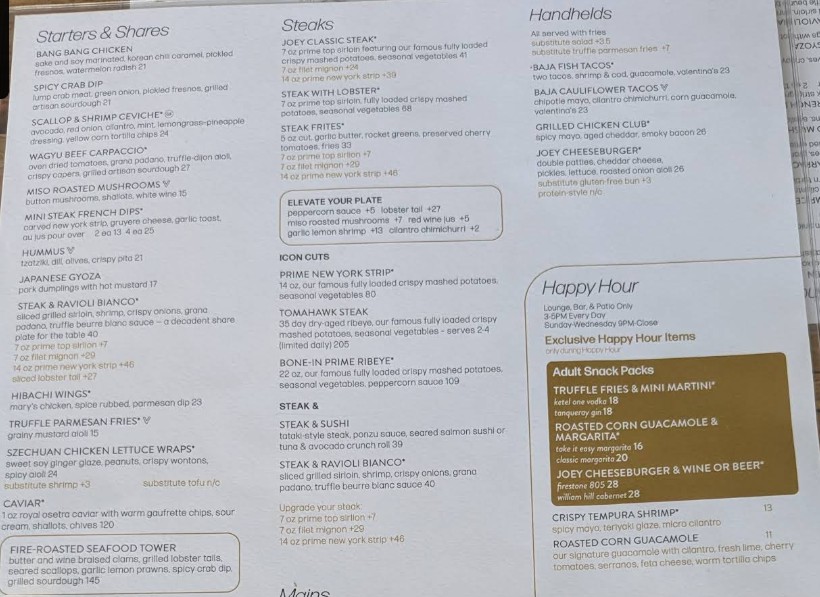 JOEY Newport Beach Restaurant Menu | Modern Dining at Fashion Island